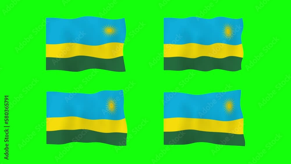 Rwanda Waving Flag 2D Animation on Green Screen Background. Looping ...