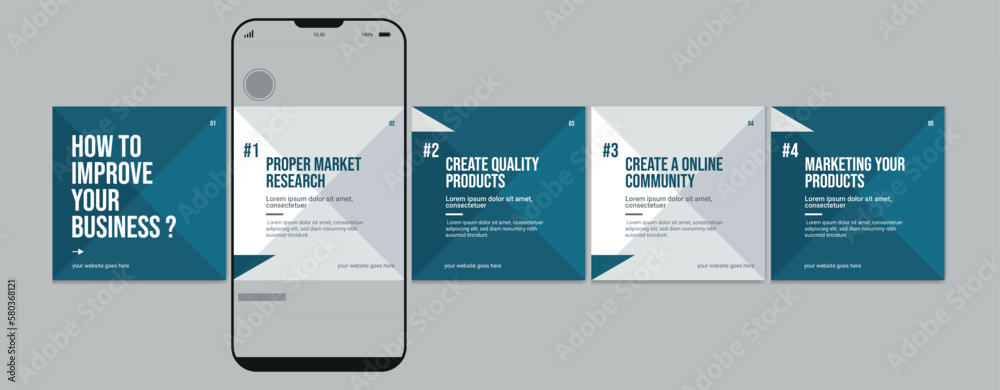 Carousel post template. Instagram microblog carousel post. Editable ...