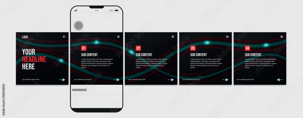 Carousel post template. Instagram microblog carousel post. Editable ...