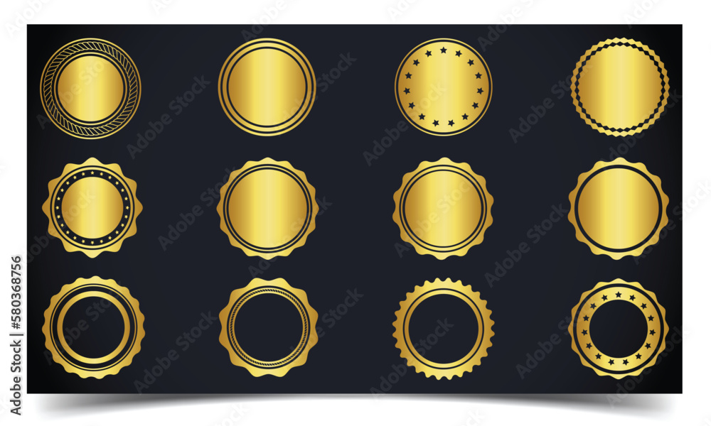 Gold round medal badges and labels. Premium quality medals set. Luxury ... Gold round medal badges and labels. Premium quality medals set. Luxury ...