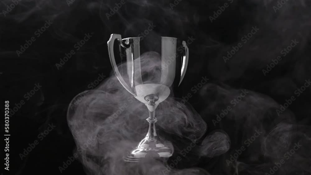 Silver Trophy turn around competition in the dark on the black ...