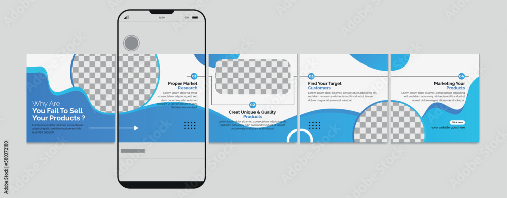 Instagram Carousel Template and Social Media Post Layout Design, Set of ...