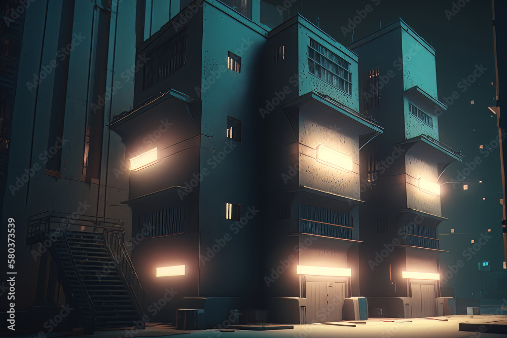 Glowing neon lights bring a cinematic theme to buildings in this ...
