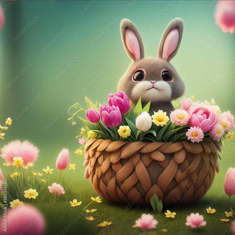 Cute bunny. Created with generative Ai technology. Stock Illustration ...