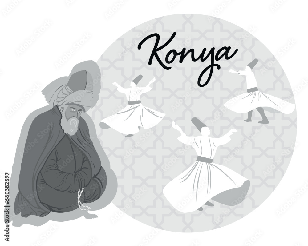 Whirling Dervish sufi religious dance. Isolated. Suitable for any print ...