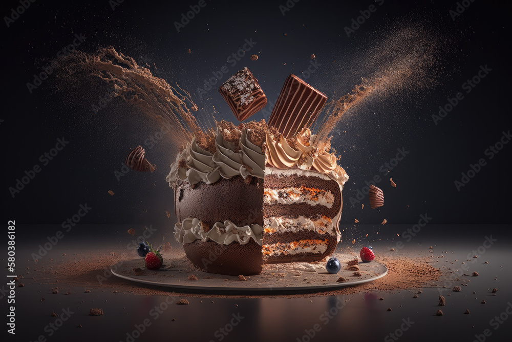 birthday cake created with Generative AI technology Stock Illustration ...