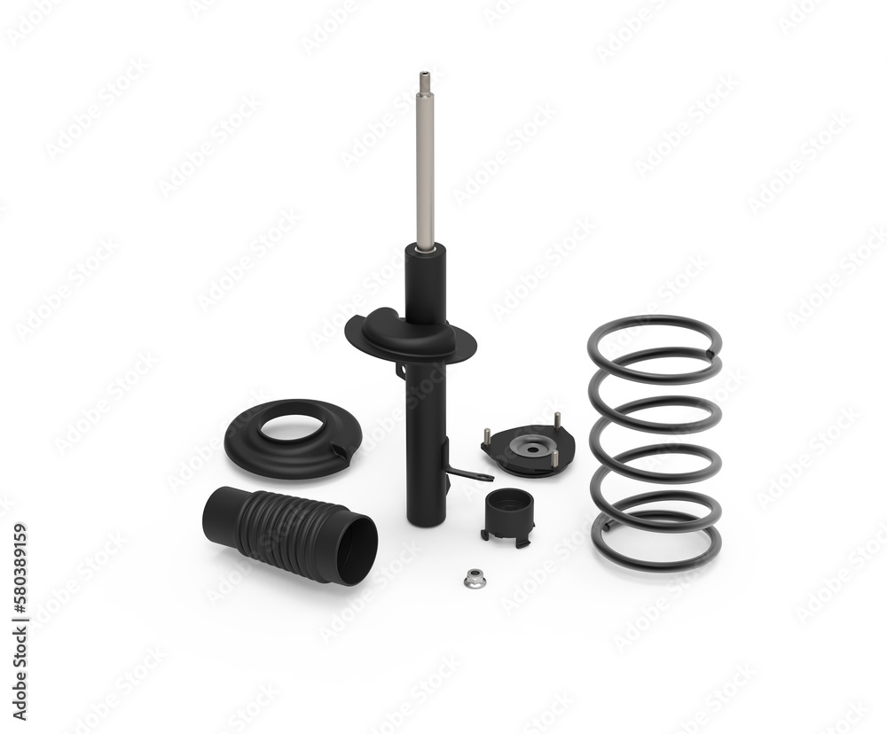 Main parts of a front shock absorber. Car front shock absorber ...