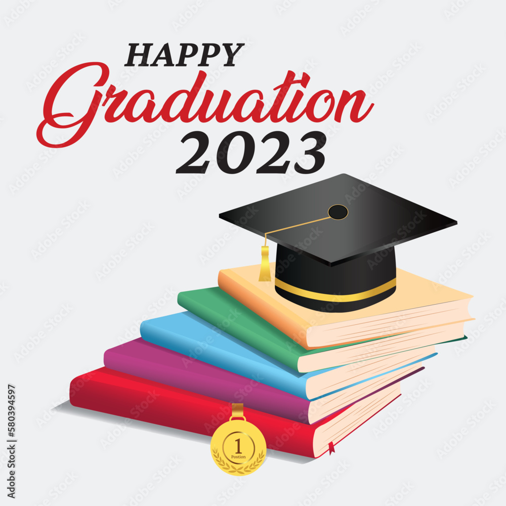 Vector graduation cap and class of 2023 flat design Stock Vector ...