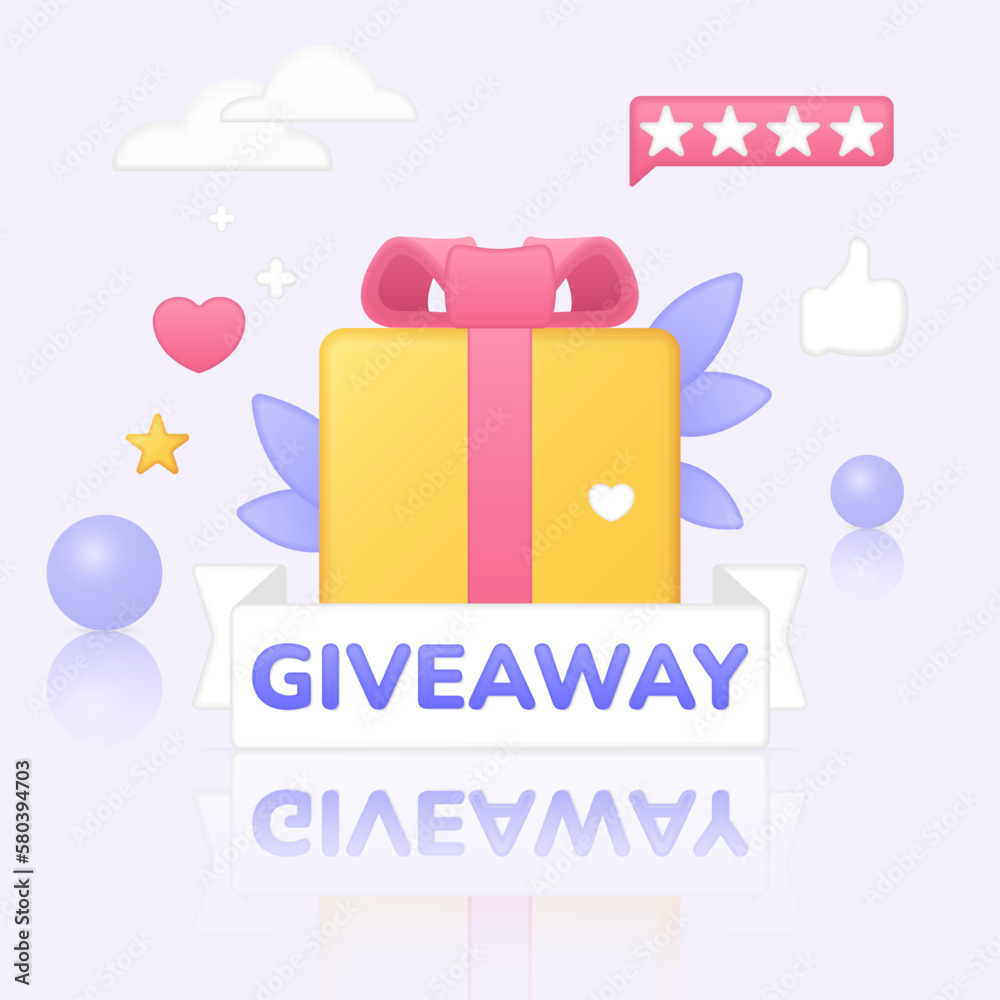 Giveaway in social media design template vector illustration. Cartoon ...