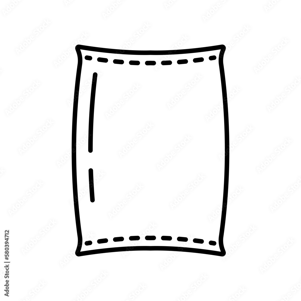 Storage bag icon. Black contour linear silhouette. Front side view ...