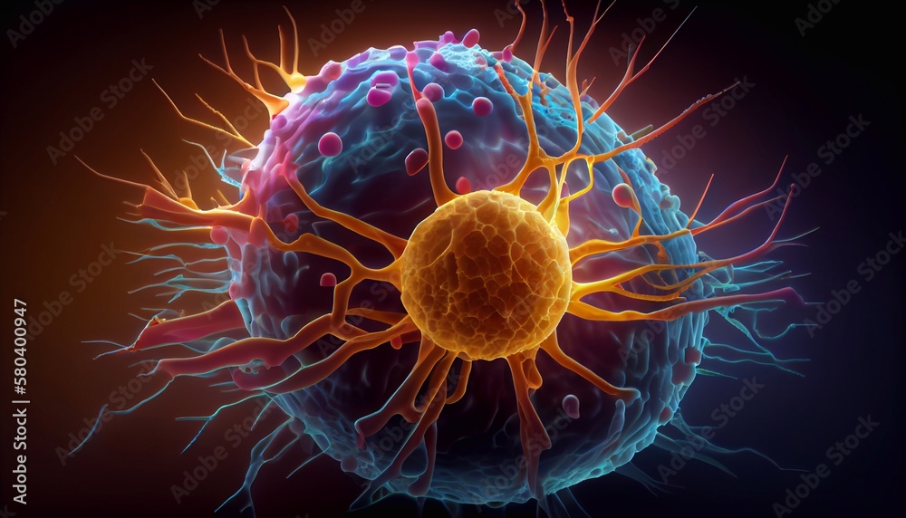 The concept of a cancer cell attacking a body cell.A cancer cell ...