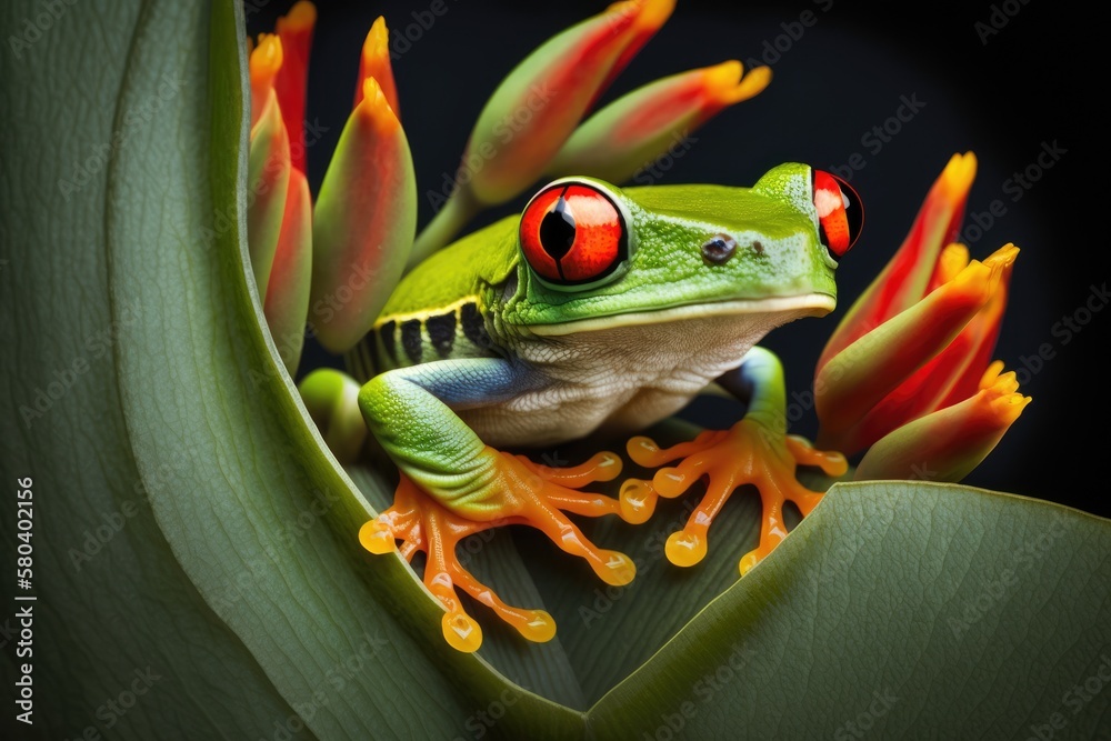 Tropical wildlife. Red eyed Tree Frog, Agalychnis callidryas, in the ...