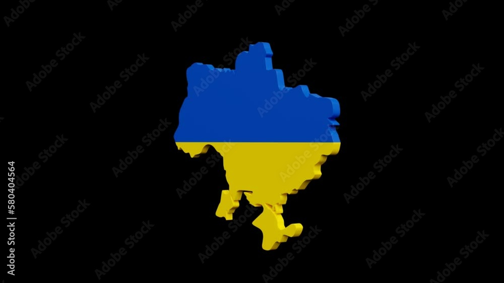 3D animation of Ukraine map rotating isolated by alpha channel ...
