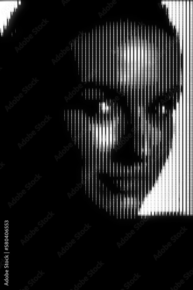 Abstract woman portrait illustration in halftone black and white ...