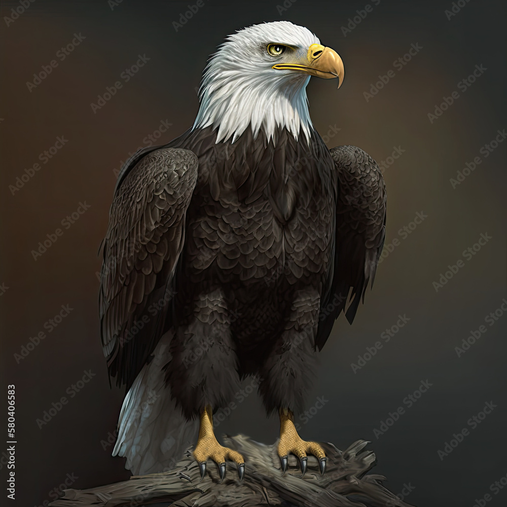 American bald eagle full body detail portrait, side view. Generative AI ...