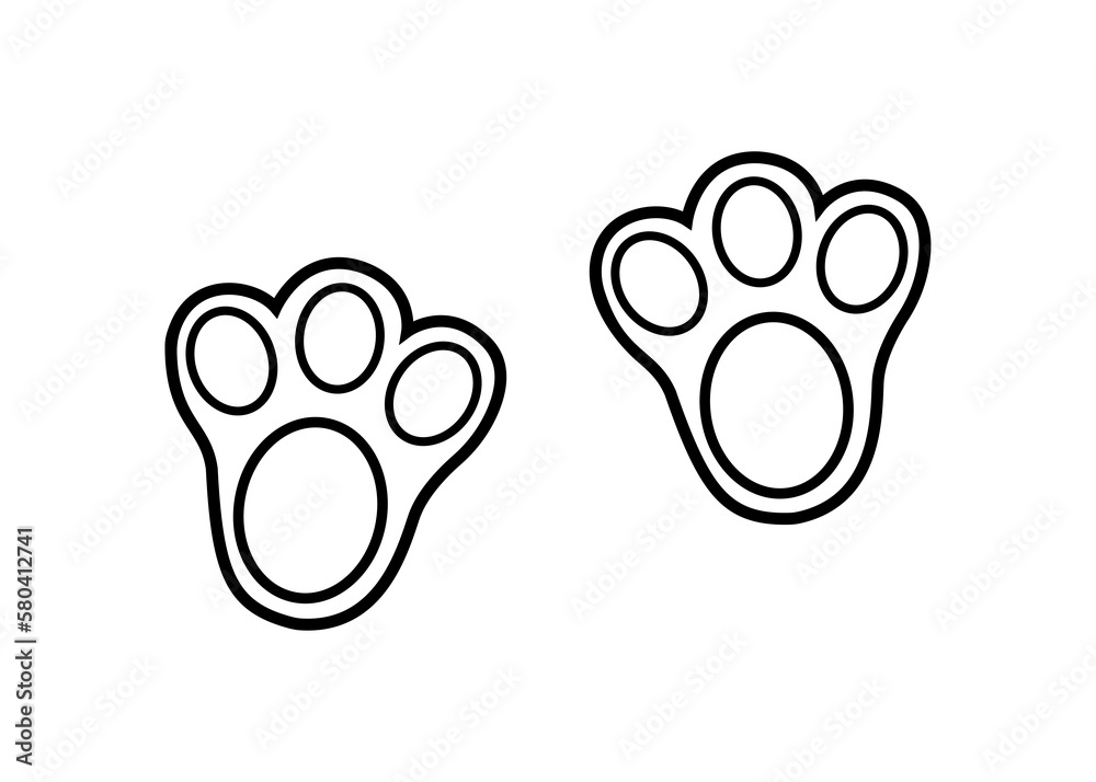 vector of Rabbit Paw Print. line art paw. bunny feet. illustration ...