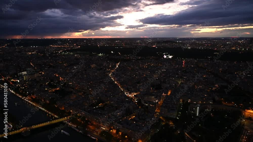 Vidéo Stock Paris city view from Eiffel Tower and river Seine with ...