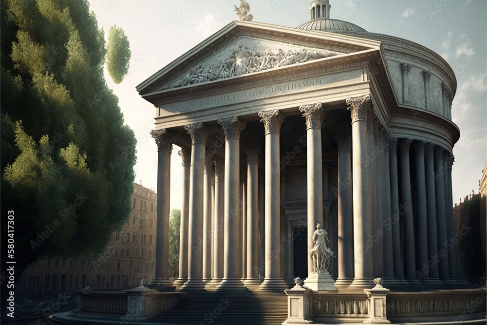 Beautiful and monumental architecture in the classical style of past ...
