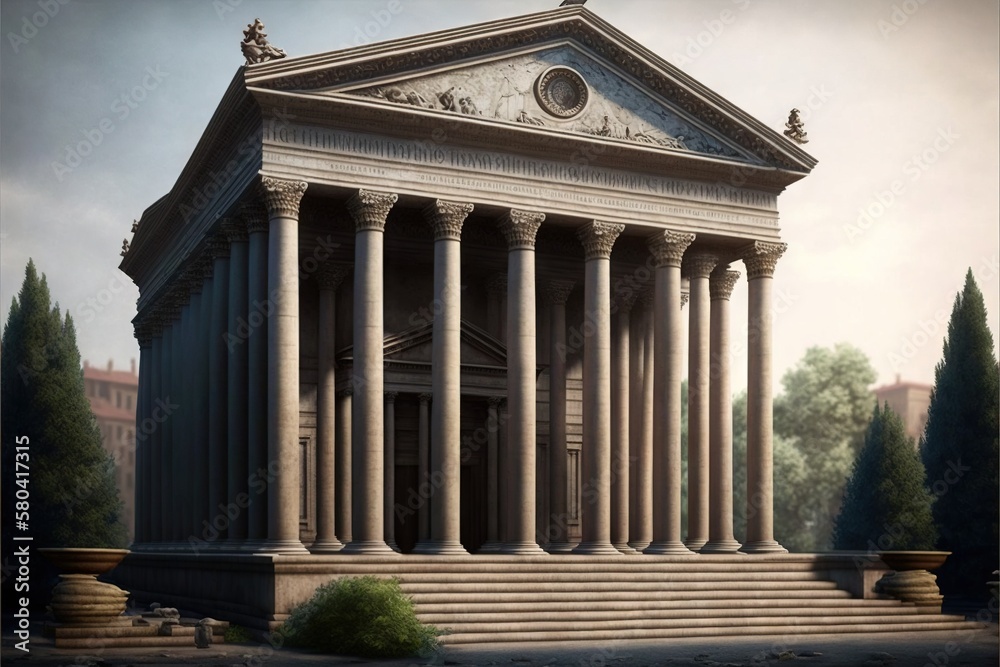 Beautiful and monumental architecture in the classical style of past ...