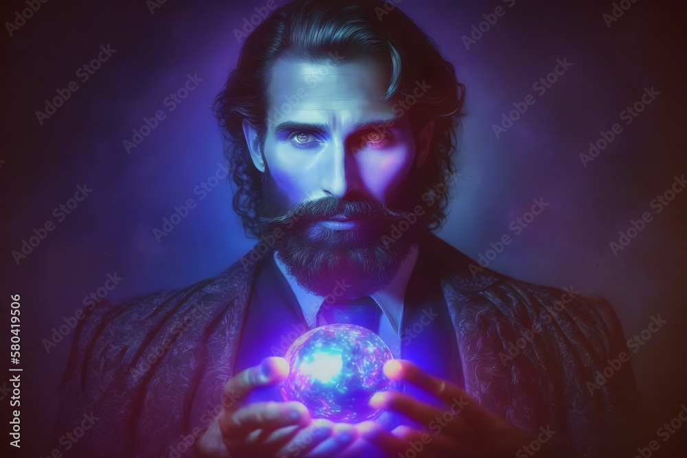 Man with a mystical glowing orb to signify power, magic, spirituality ...