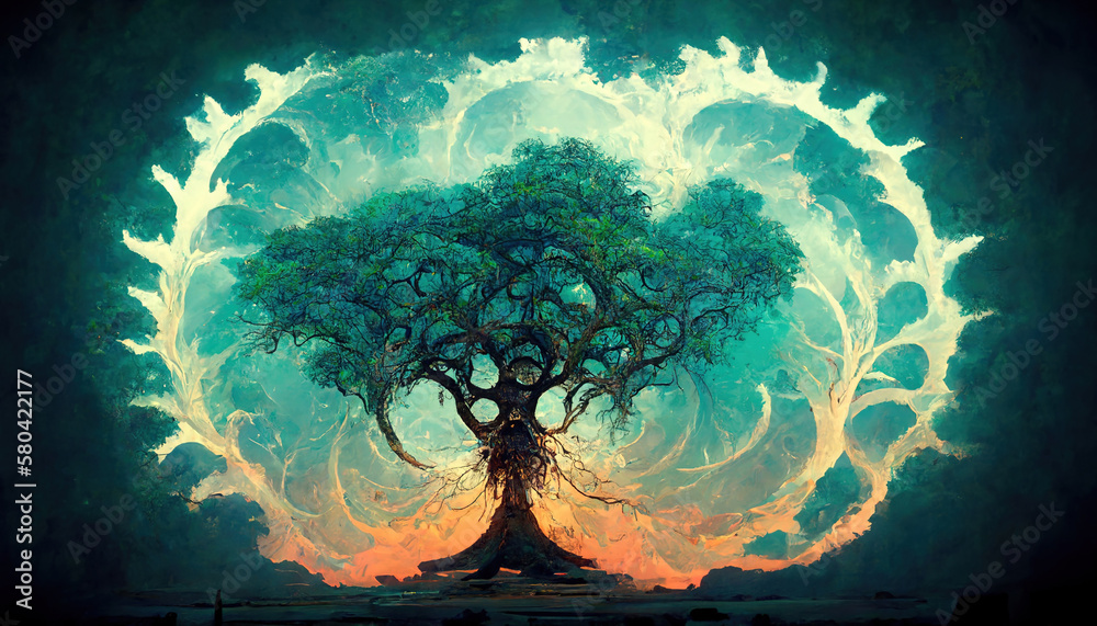 Beautiful tree of life, sacred symbol. Individuality, prosperity and ...