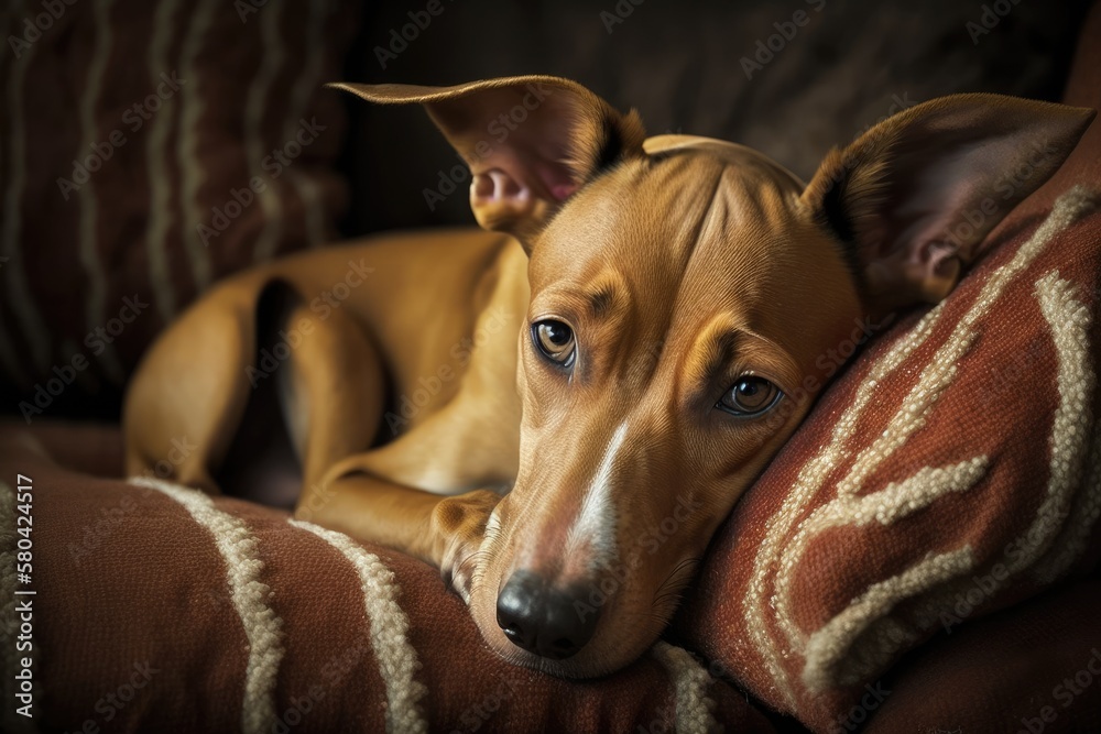 Podenco ibicenco, ibisan hunting dog greyhound. A picture of a funny ...