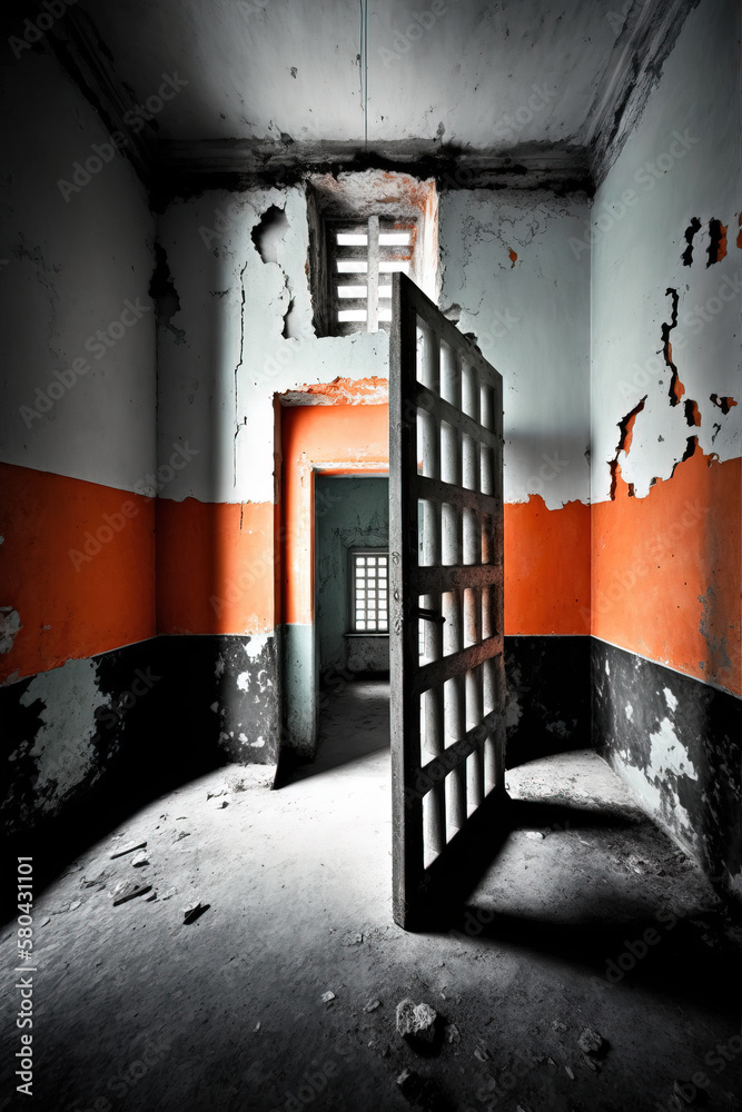 Disused prison, peeling paint, empty cells. Stark photo series with ...