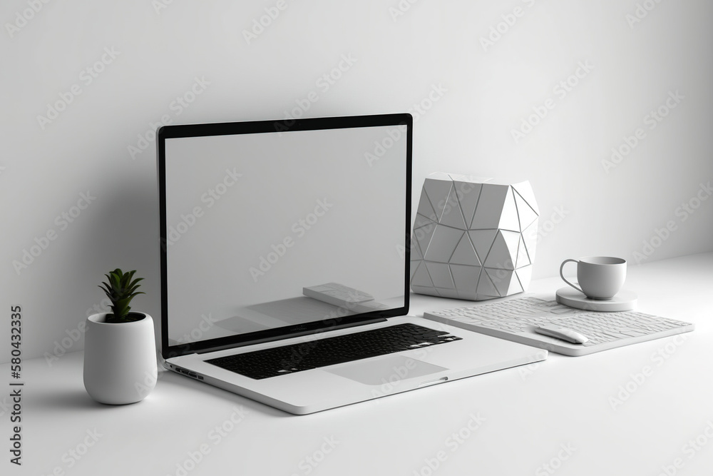 White background for a laptop desktop. Generative AI Stock Illustration ...