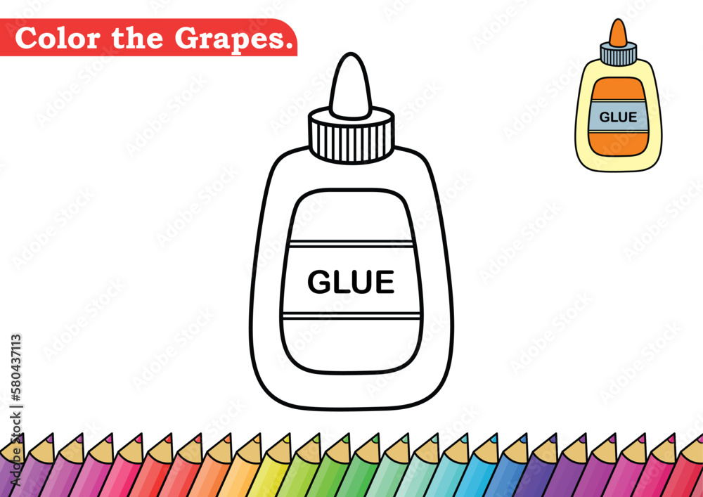 Glue coloring page. isolated coloring book. color pages for kids. Glue ...