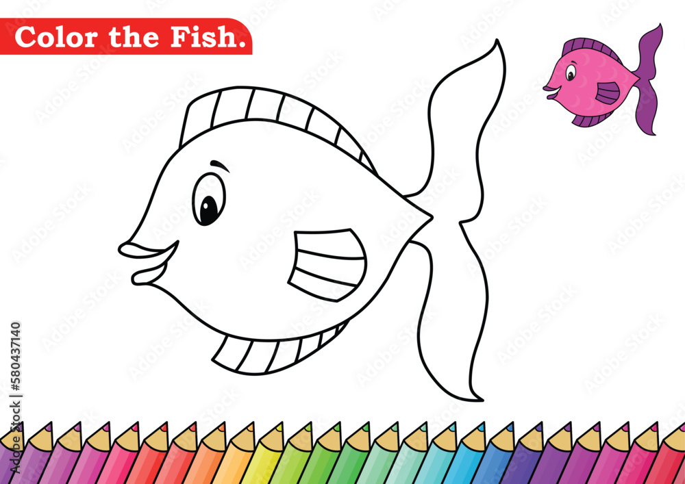 Fish coloring page. isolated coloring book. color pages for kids. Fish ...