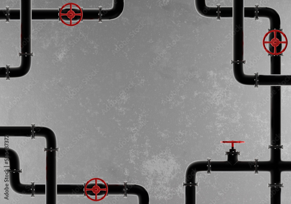 Pipes background. Pipeline for water or sewage. Frame from metal pipes ...