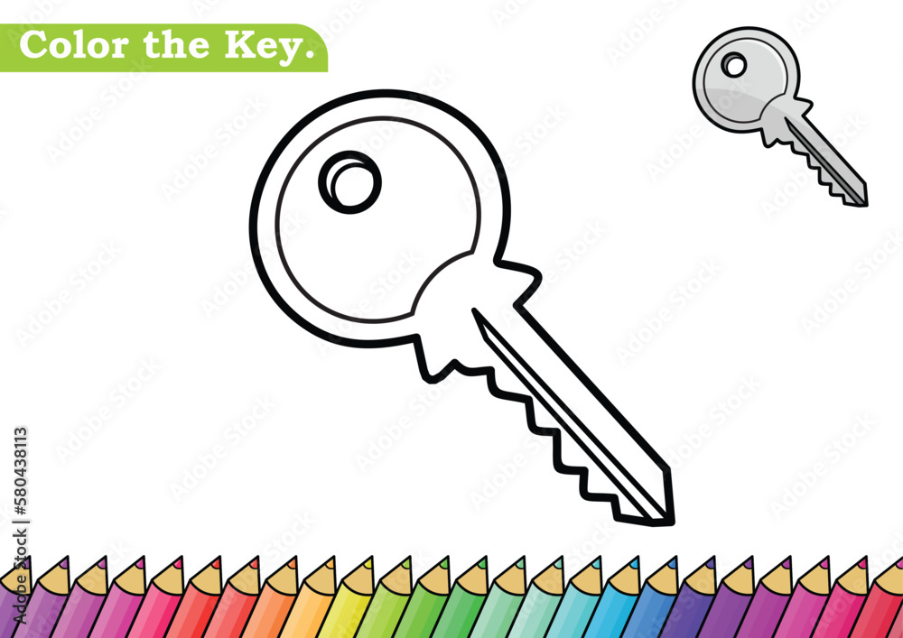 Key coloring page. isolated coloring book. color pages for kids. Key ...