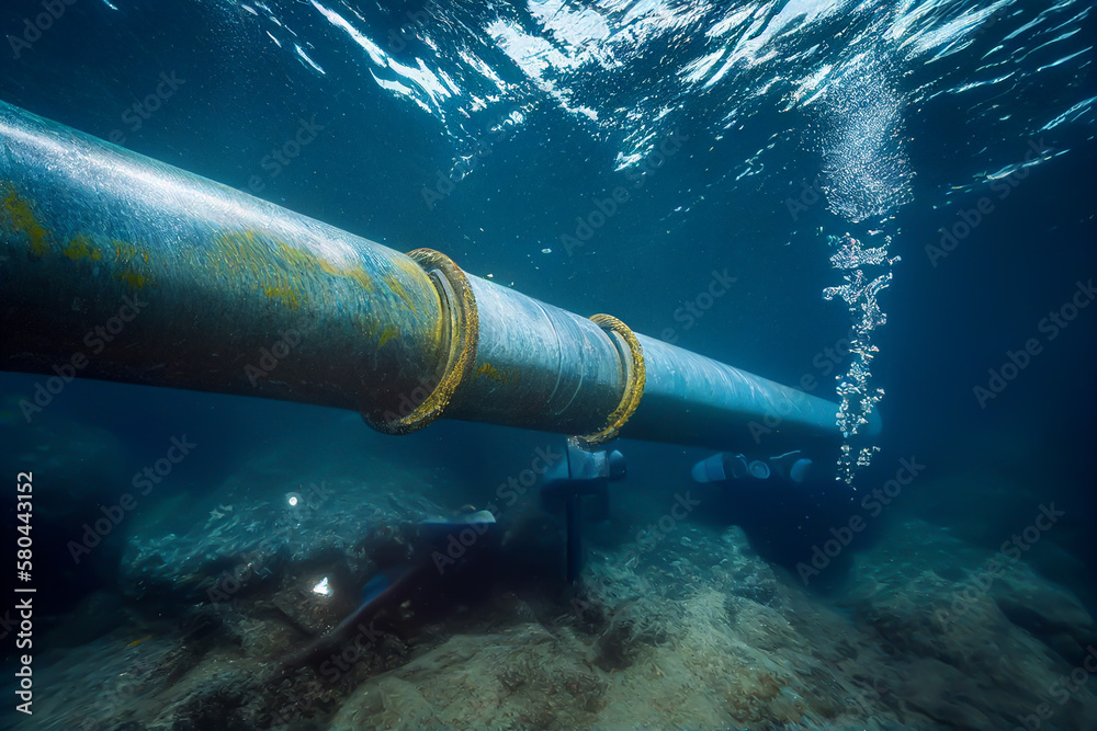 Pipeline underwater. Natural Gas Pipeline underwater. Construction Gas ...