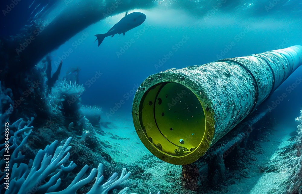 Pipeline underwater. Natural Gas Pipeline underwater. Construction Gas ...