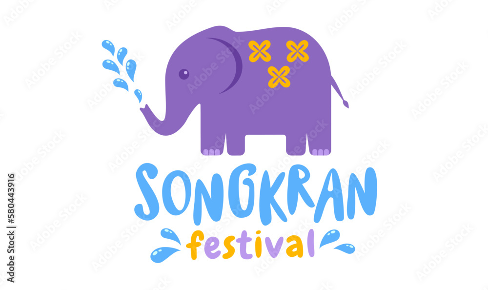 Vector logo for Songkran festival in Thailand with elephant. Stock ...