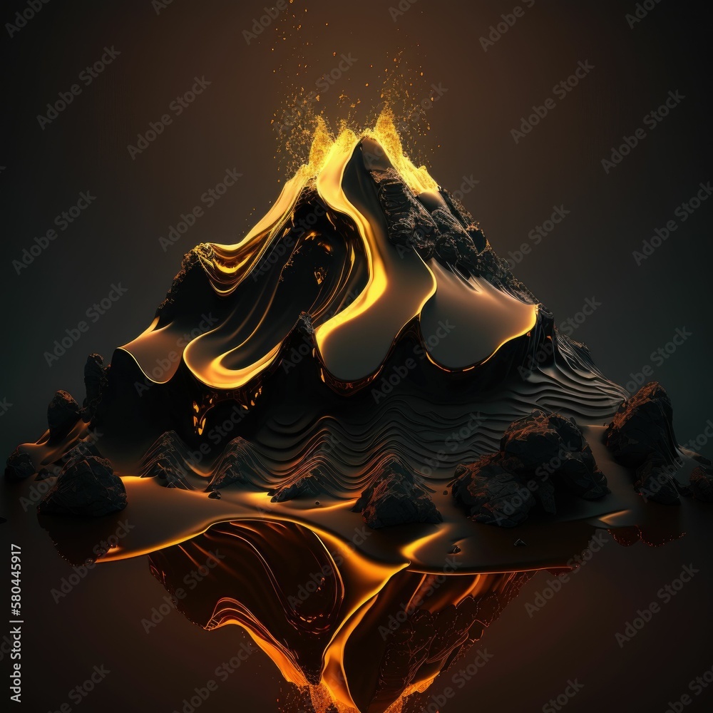 Liquid Gold and Molten Lava Flow on Vantablack Mountain, Home to the ...