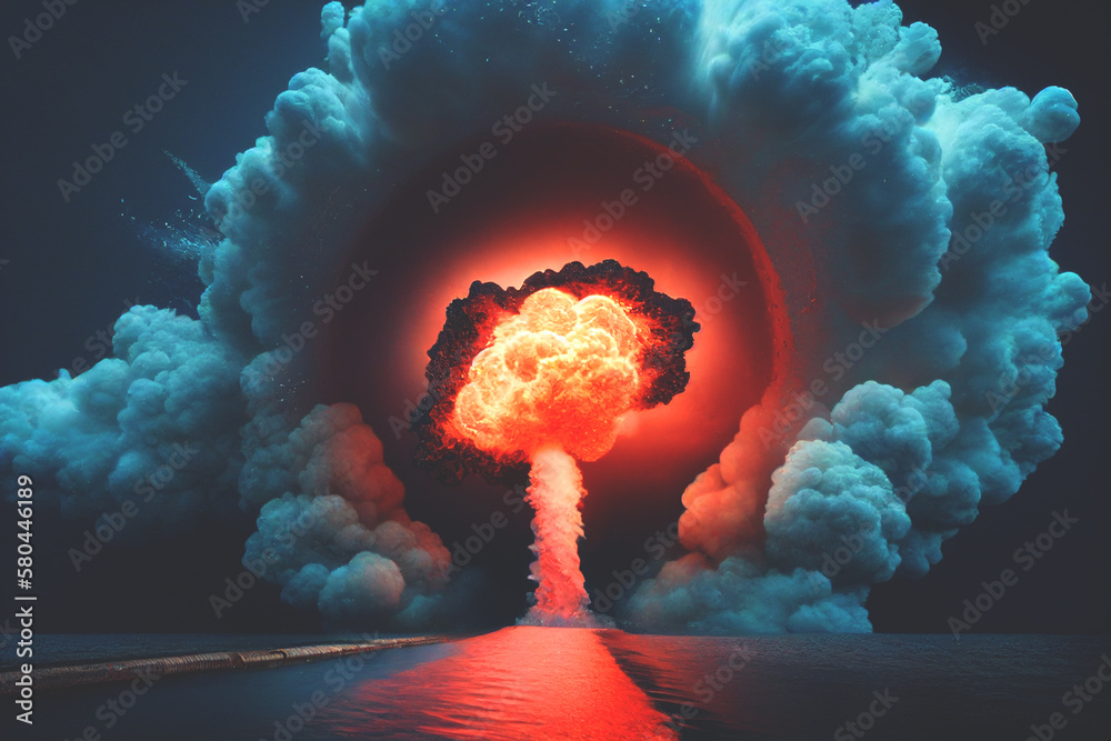 Gas Pipeline explosion in sea. Gas pipeline fire boils underwater ...