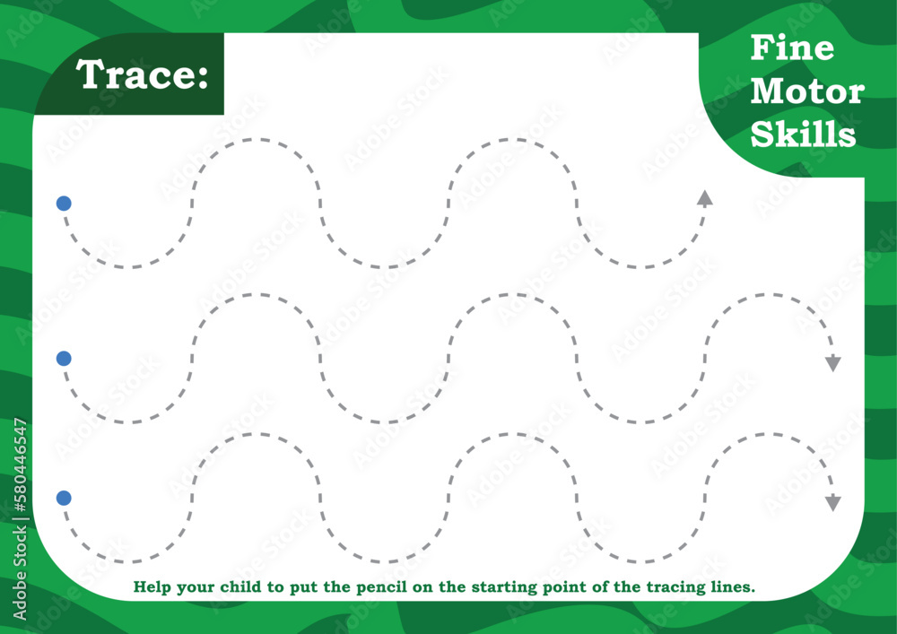 Preschool worksheet for practicing fine motor skill. Trace and color ...