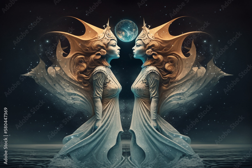 Generative AI illustration surreal astrology concept. zodiac signs ...