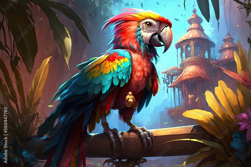 Bird Parrot Macaw with many colors. The animal is wild and cute ...