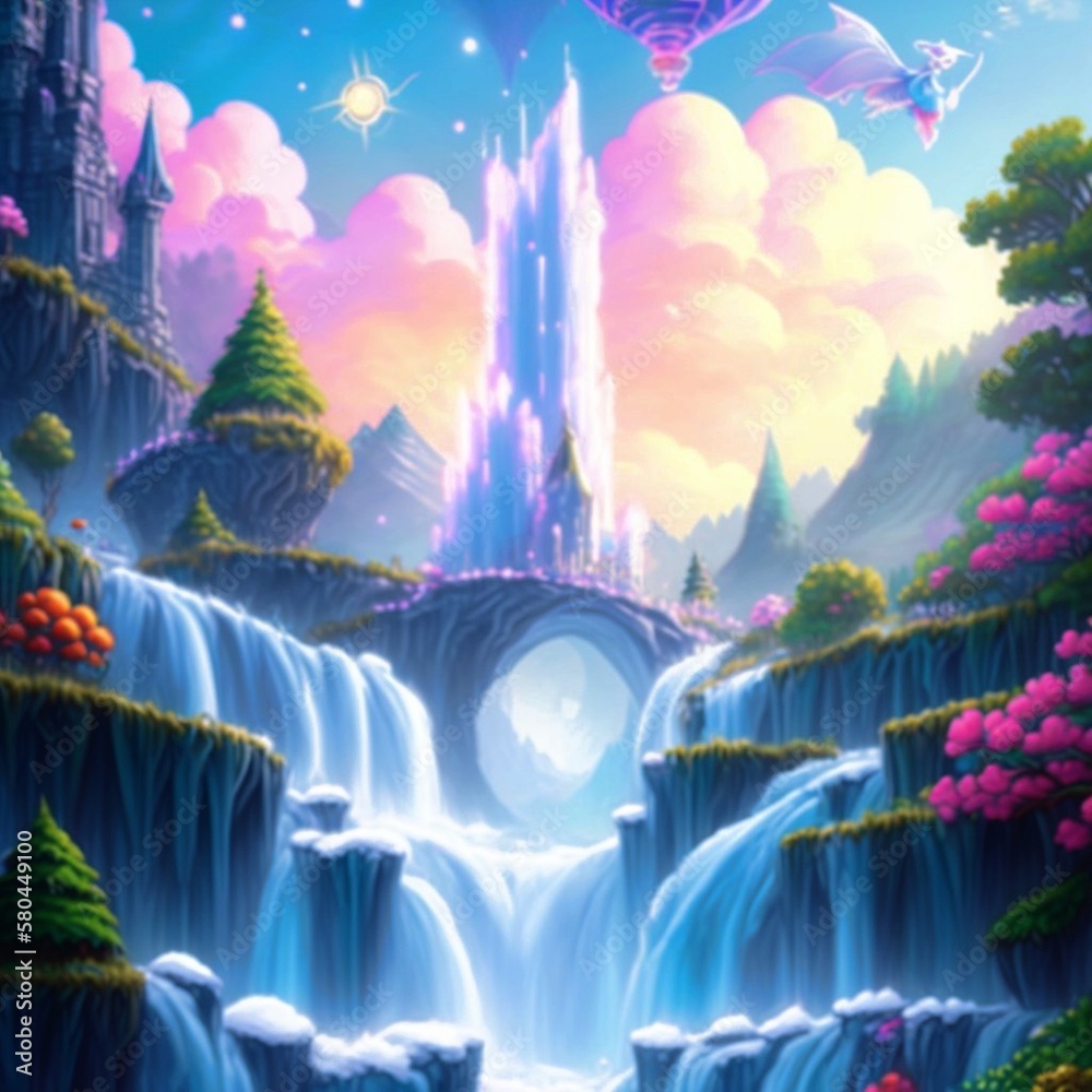 Splash art, create a print inspired by classic fairy tales like Snow ...