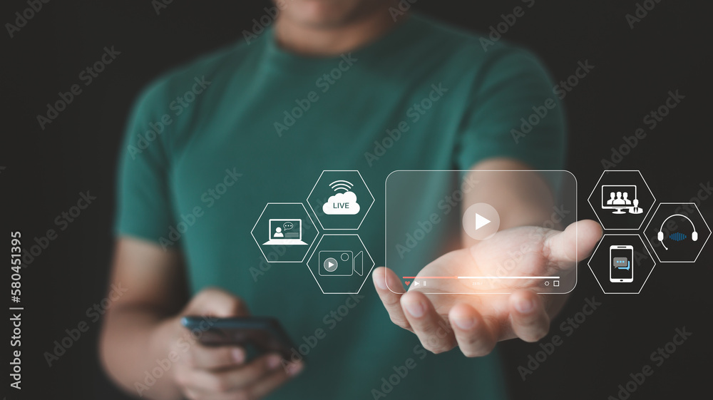 Live streaming social media web network concept. Broadcast online ...