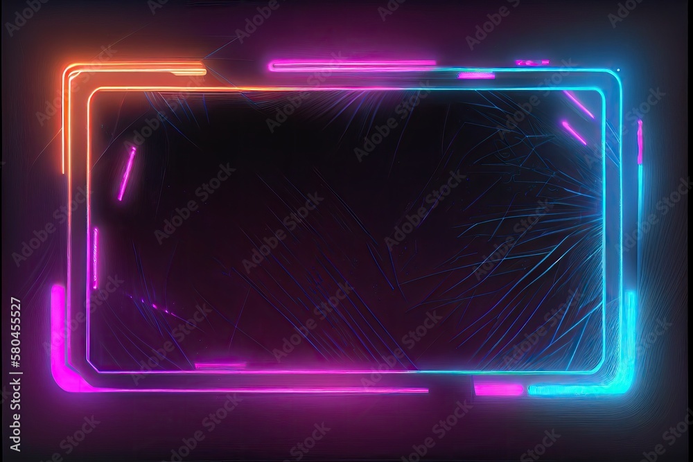 Square rectangle picture frame with two tone neon color motion graphic ...