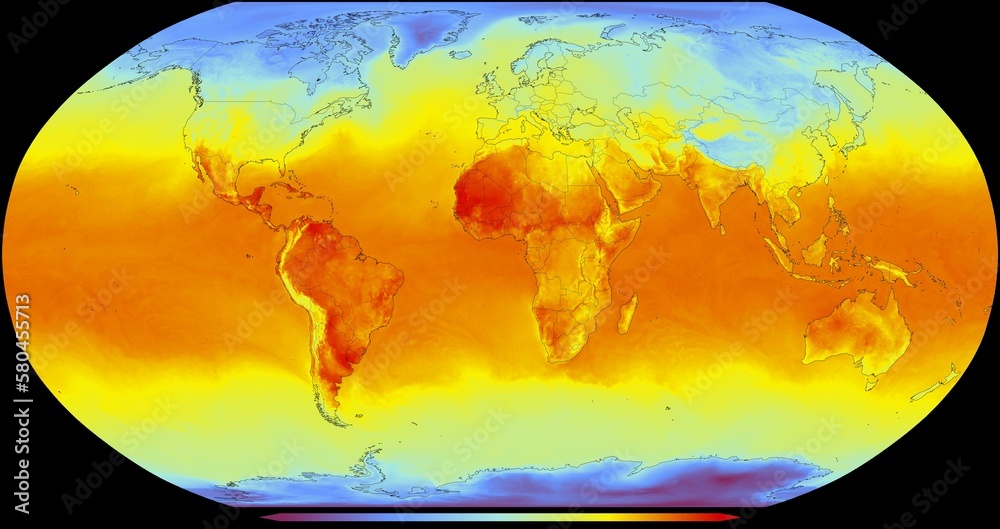 El mapa global representa la temperatura de la superficie de la Tierra ...