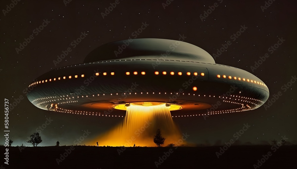 UFO Sighting: Mysterious Alien Craft in the Night Sky Stock ...