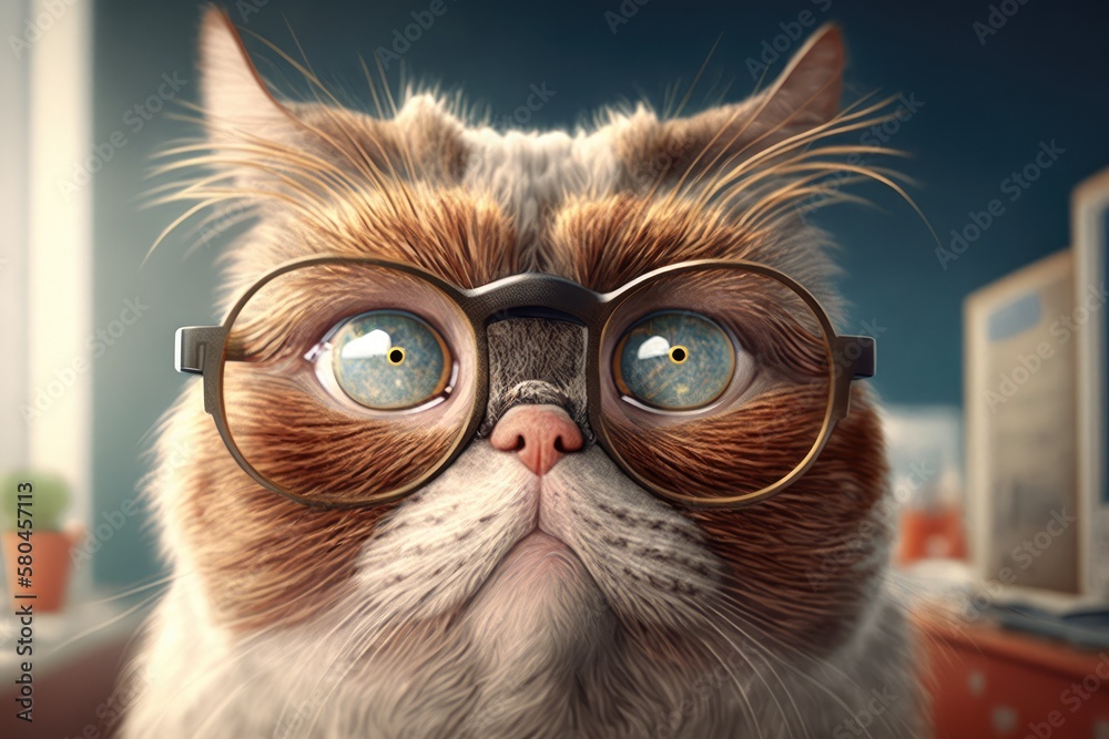Funny close up portrait of a squinting cat at an eye doctor's ...