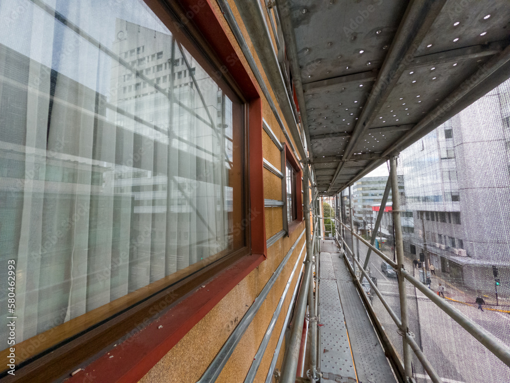 Living in a property with cladding issues. Scaffolding around a ...