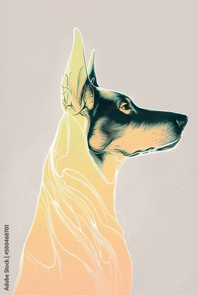 portraits of Dogs profile drawings Illustration vector pet poster ...