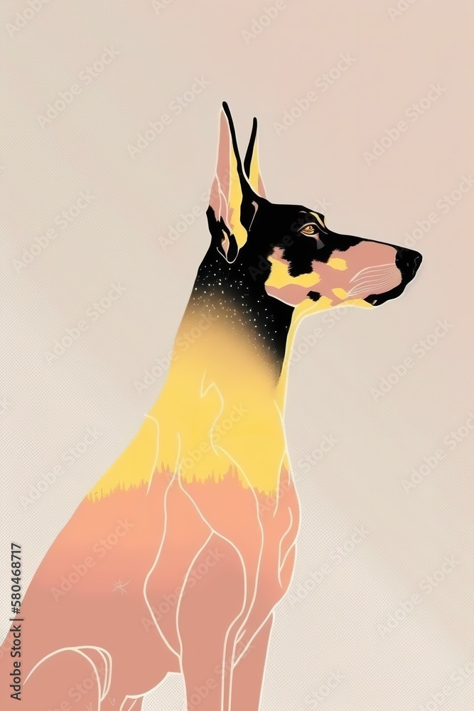 portraits of Dogs profile drawings Illustration vector pet poster ...