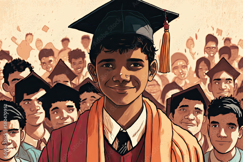 Indian boy at a graduation ceremony created with Generative AI ...